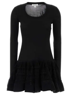 Alaïa Stretch Wool Blend Mini Dress - Black