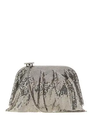 Benedetta Bruzziches Embellished Fabric Small Venus Clutch - Silver