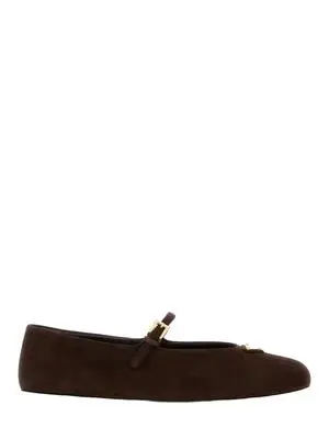Prada Dark Suede Ballerinas - Brown
