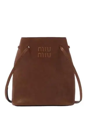 Miu Miu Mini Leather Bucket Bag - Brown