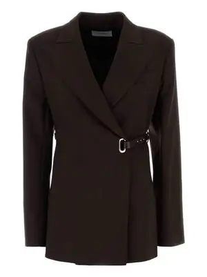 Sportmax Stretch Viscose Cinta Blazer - Brown