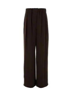 JIL SANDER Chocolate Satin Wide-leg Pant - Brown