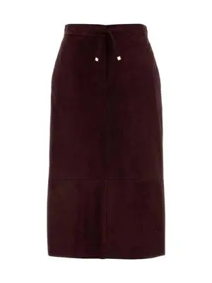 Max Mara S Burgundy Suede Gazza Skirt - Red