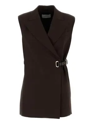 Sportmax Stretch Viscose Gettone Vest - Brown