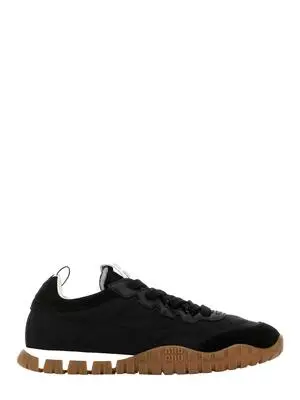 Miu Miu Re-nylon And Suede Sneakers - Black