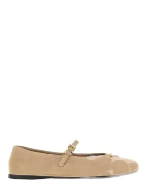 Prada Sand Suede Ballerinas - Brown