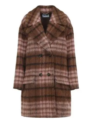 Moschino Check Coat - Brown