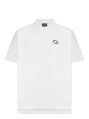 Balenciaga Cotton Pique Polo Shirt With Sport Icon Logo - White