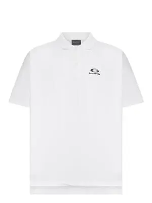 Balenciaga Cotton Pique Polo Shirt With Sport Icon Logo - White