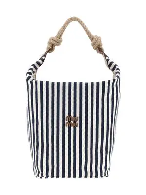 Miu Miu Embroidered Canvas Bucket Bag - Multicolor
