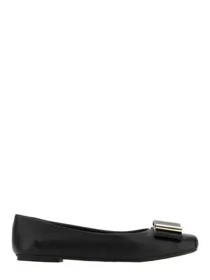 FERRAGAMO Nappa Leather Lina Ballerinas - Black