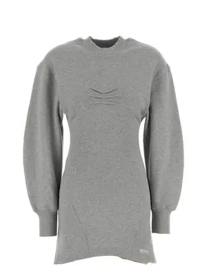 Attico The Attico Women Melange Grey Cotton Sweatshirt Dress Gray