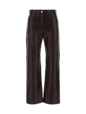 Max Mara S MAX MARA Pesca Leather Pant Brown