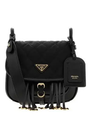 Prada Canvas And Leather Crossbody Bag - Black