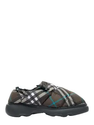 Burberry BURBERRY Check Nylon-Blend Pillow Mule Green