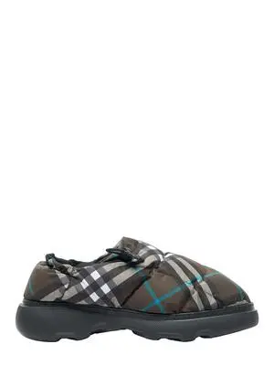 Burberry BURBERRY Check Nylon-Blend Pillow Mule Green