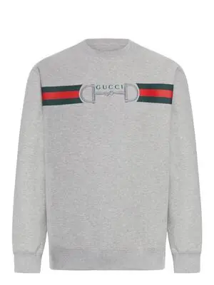 Gucci Gucci Men Cotton Jersey Sweatshirt With Printed Logo Gray
