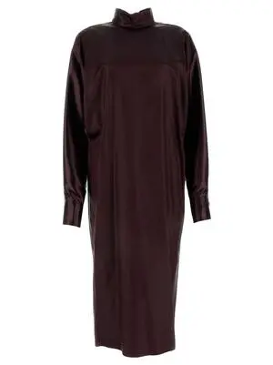 FERRAGAMO Satin Midi Dress - Red