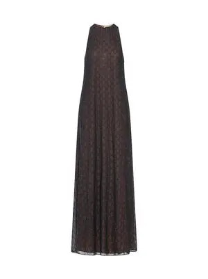 Gucci Silk Georgette Dress With Gg Monogram - Black