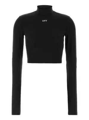 Off-White Stretch Jersey Top - Black