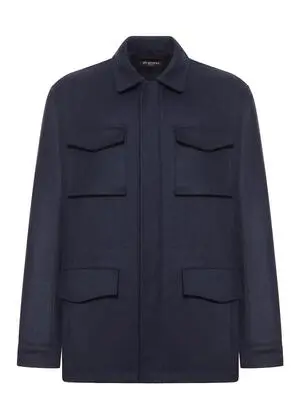 Kiton Multi-pocket Cashmere Field Jacket - Blue