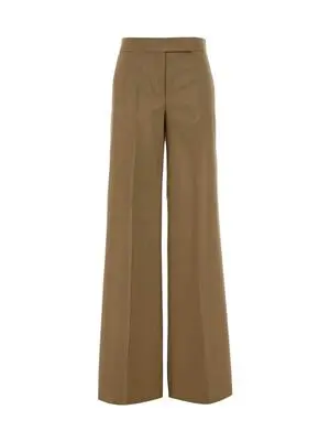 Max Mara Camel Wool Blend Wide-leg Bronte Pant - Brown