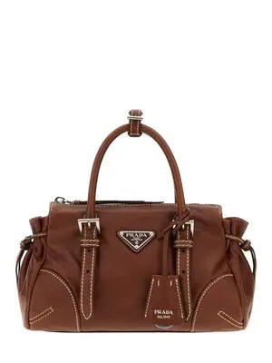 Prada Leather Small Karin Handbag - Brown