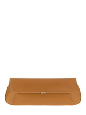 Amina Muaddi Leather Ami Clutch - Brown