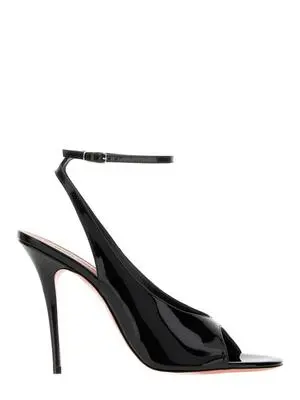Amina Muaddi Leather Anok Sandals - Black