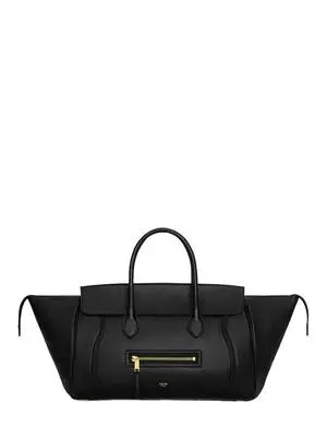 Celine Medium Luggage Bag In Soft Glossy Lambskin - Black