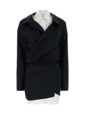 Attico Stretch Poplin Mini Dress - Black