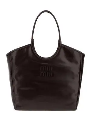 Miu Miu Dark Ivy Leather Shopping Bag - Brown