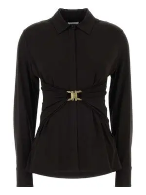 FERRAGAMO Dark Stretch Viscose Shirt - Brown