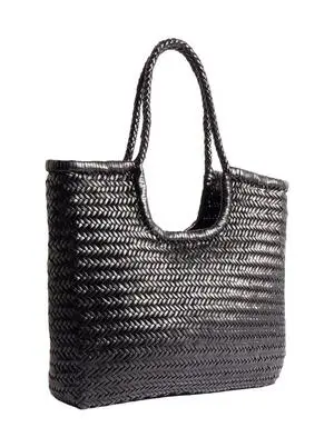 Dragon Diffusion Diagonal Leather Tote Bag - Black