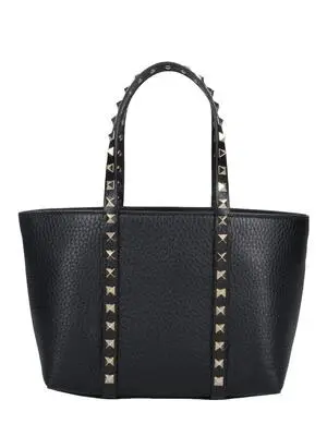 Valentino Garavani VALENTINO GARAVANI Rockstud Mini Tote In Hammered Leather Black