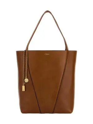 Chloé Leather Spin Shopping Bag - Brown