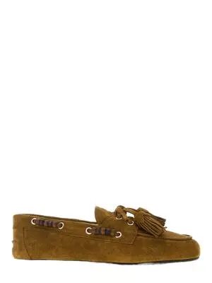 Miu Miu Khaki Suede Loafers - Green