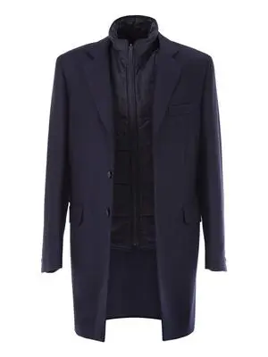 FAY Wool And Cashmere Double Coat - Blue