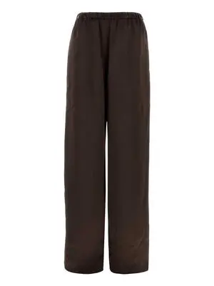 FERRAGAMO Dark Satin Palazzo Pant - Brown