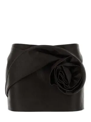 Magda Butrym Dark Leather Mini Skirt - Brown