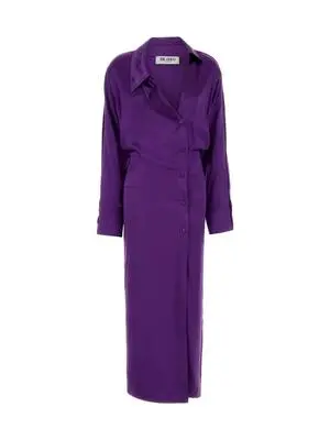 Attico Satin Shirt Dress - Purple