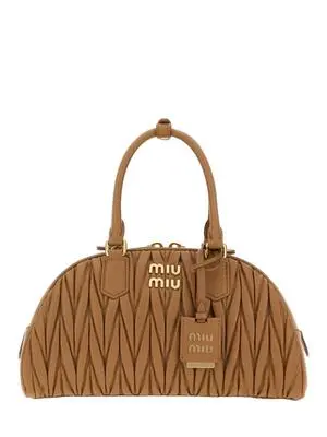 Miu Miu Camel Nappa Leather Arcadie Handbag - Brown