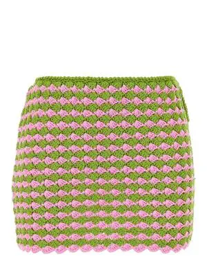 PRADA PRADA Two-Tone Crochet Mini Skirt