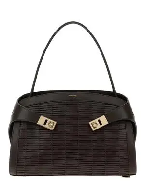 FERRAGAMO Dark Leather Hug Handbag - Brown
