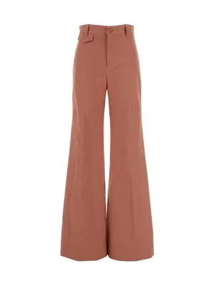 Chloé Dark Cotton Flared Leg Pant - Pink