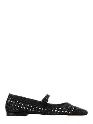 Santoni Leather Luce Ballerinas - Black
