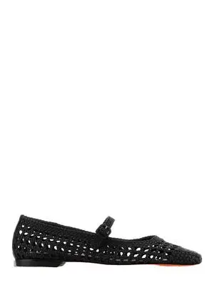 Santoni Leather Luce Ballerinas - Black
