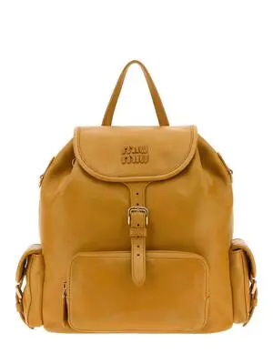 Miu Miu Mustard Nappa Leather Backpack - Yellow