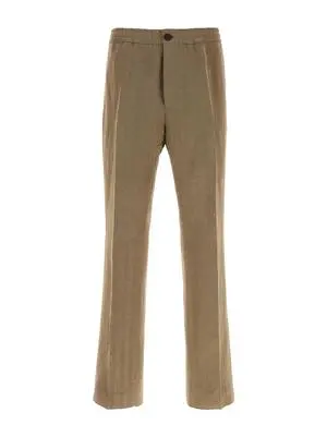 FERRAGAMO Linen Blend Pant - Brown