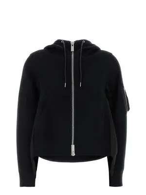 Sacai Cotton Blend And Nylon Sweatshirt - Black